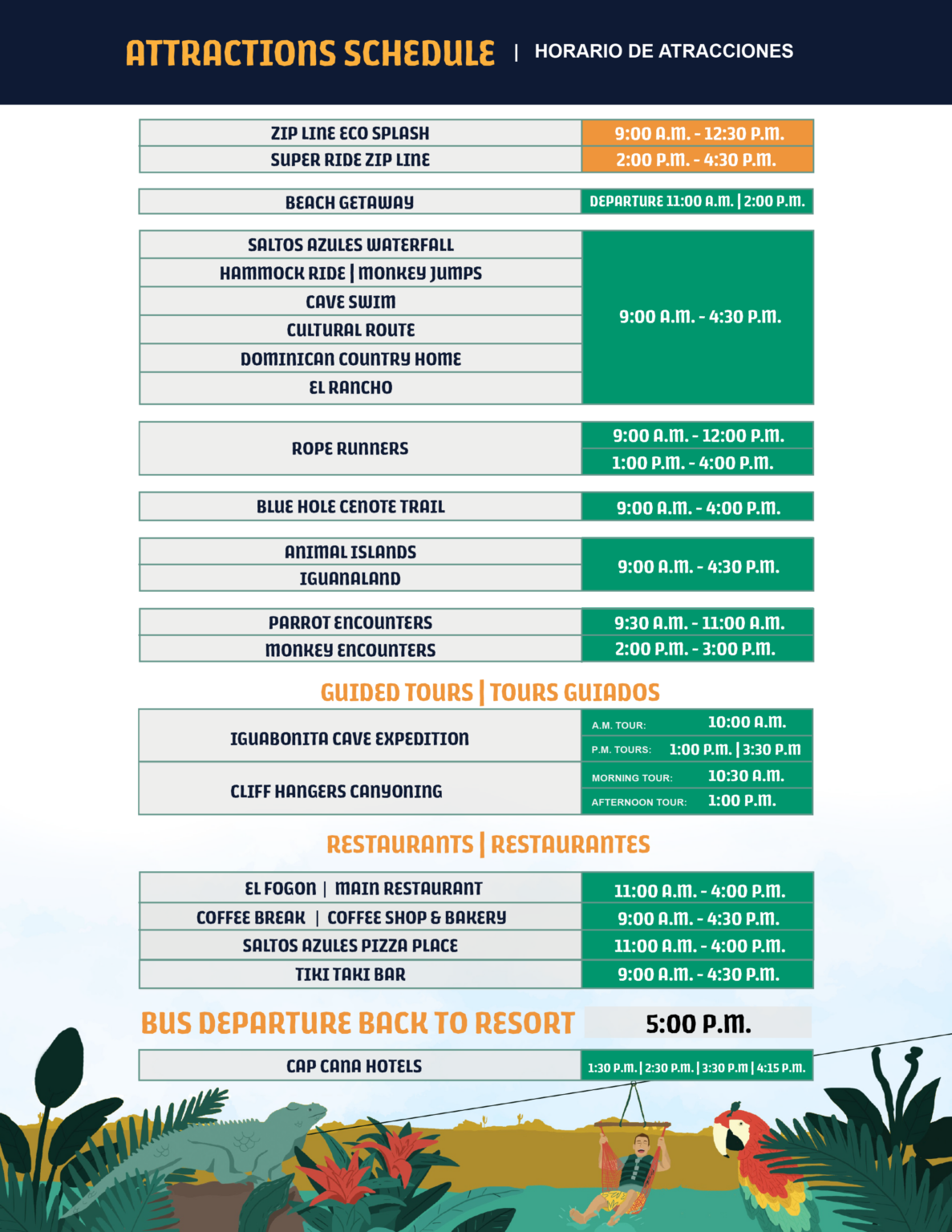 Schedule - Scape Park at Cap Cana
